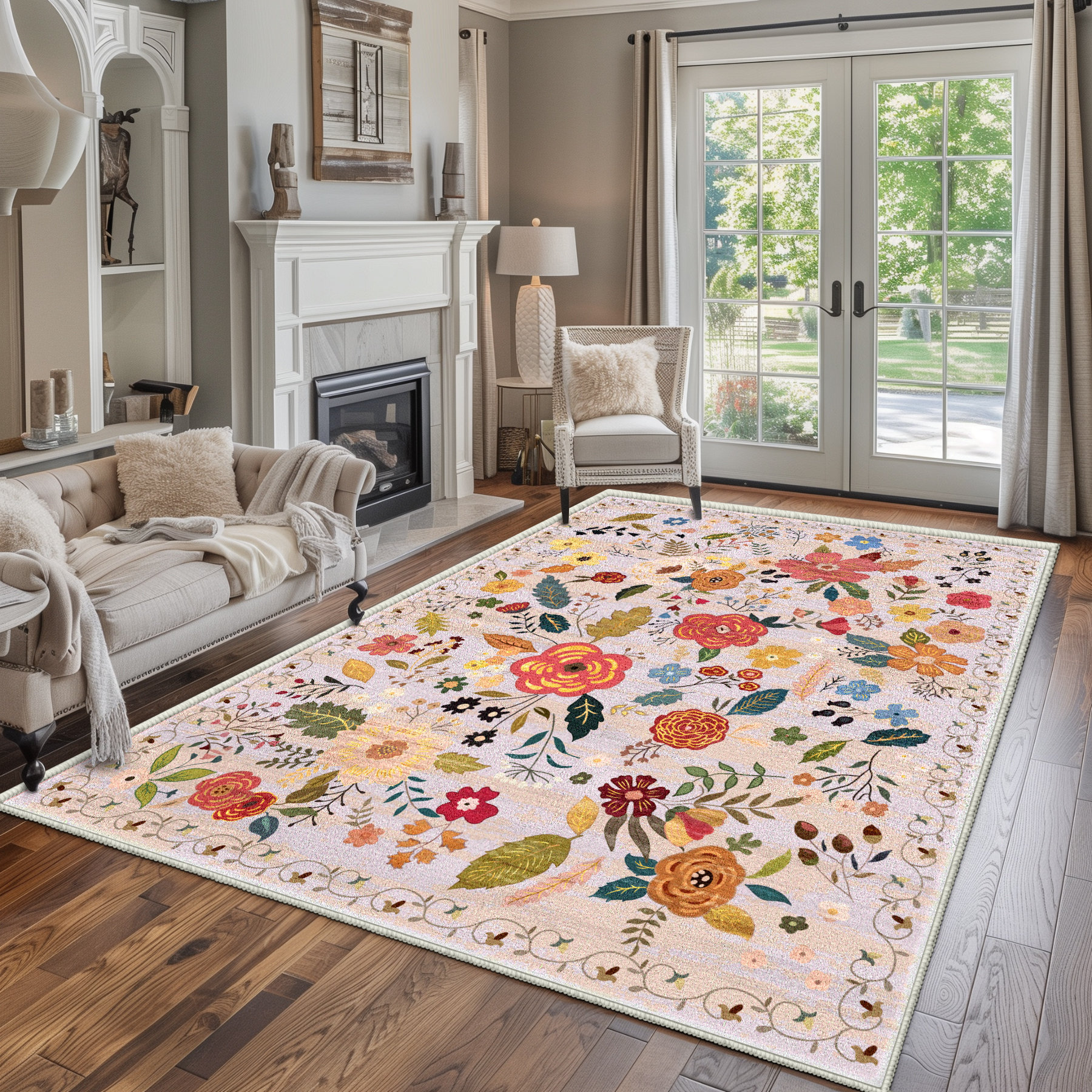 Winston Porter YIMEIS 5X7 Flower Area Rugs for Living Room, Non Slip ...
