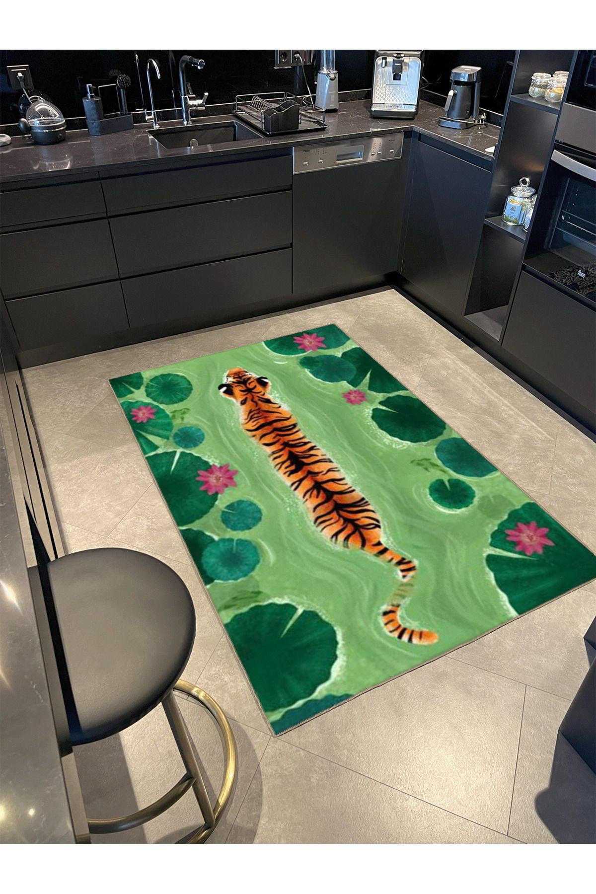 Corrigan Studio Green Themed Lake and Tiger Patterned Creative Modern ...