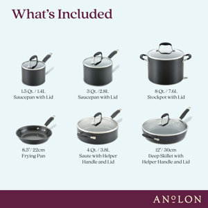 Anolon Advanced Home Hard Anodized Nonstick Cookware Set, 11 Piece ...