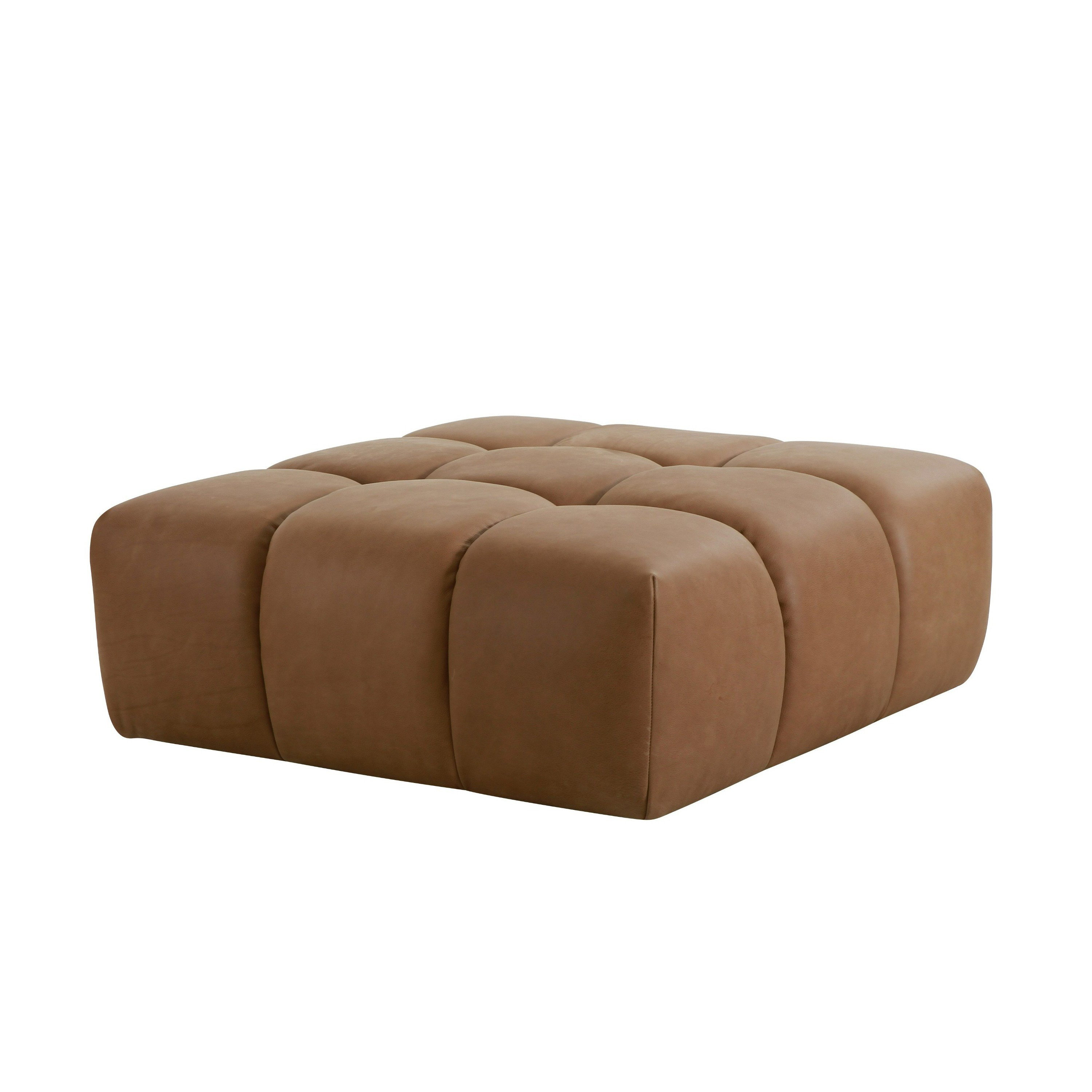 Benjara 40 Inch Ottoman, Square Cushioned Tufted Seat, Brown | Wayfair