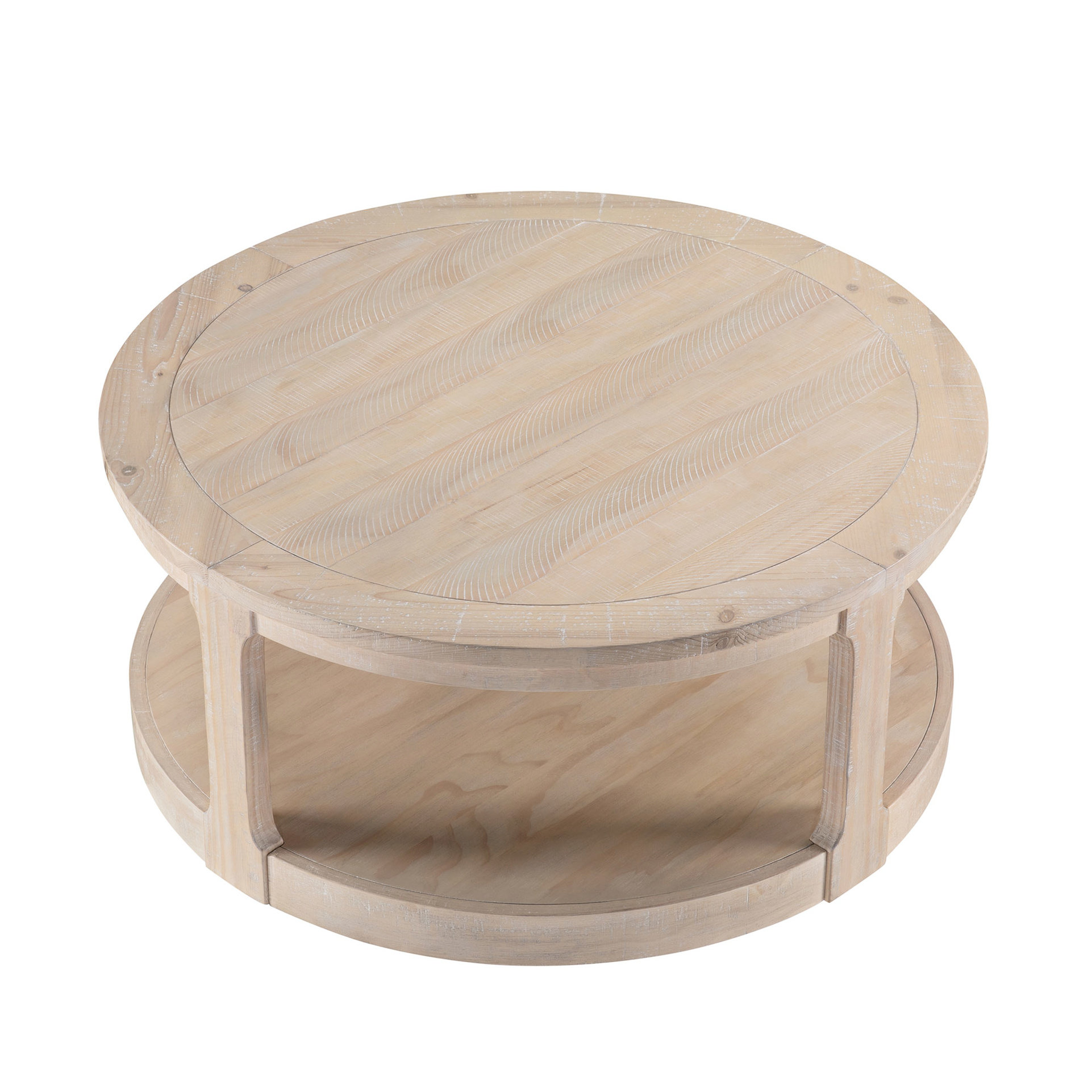 Latitude Run® 40Inch Large Round Circle Wooden Coffee Table With 2 And ...