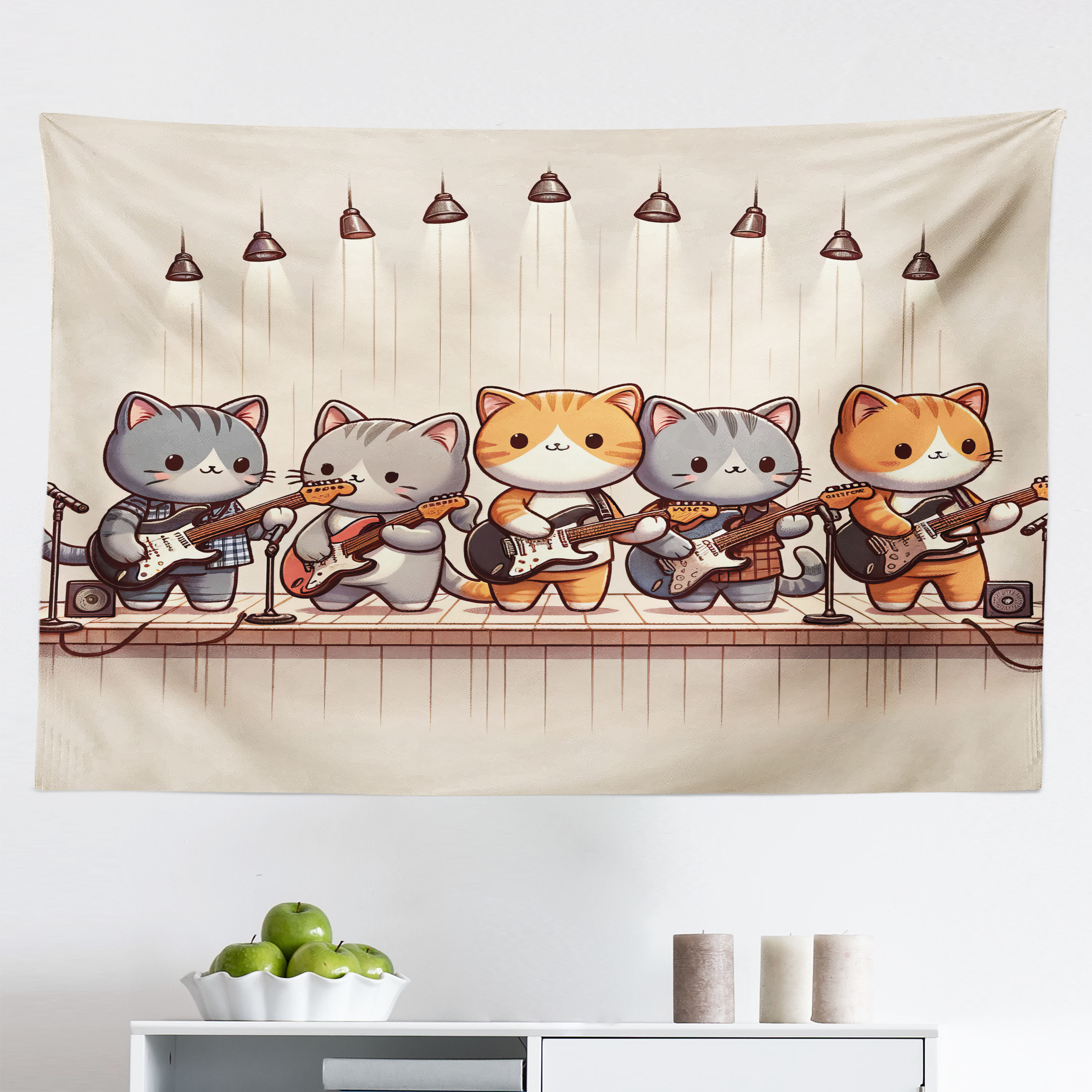 August Grove® August Grove Cat Wall Hanging Tapestry Kawaii Kitty ...