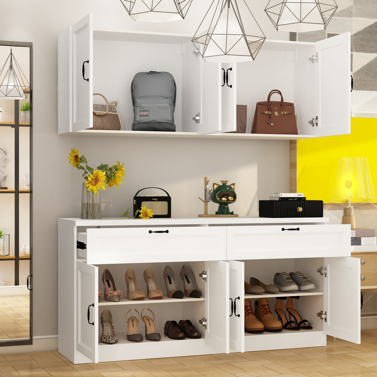 Lark Manor™ Split Shoe Cabinet With 2 Drawers & Spacious Countertop ...