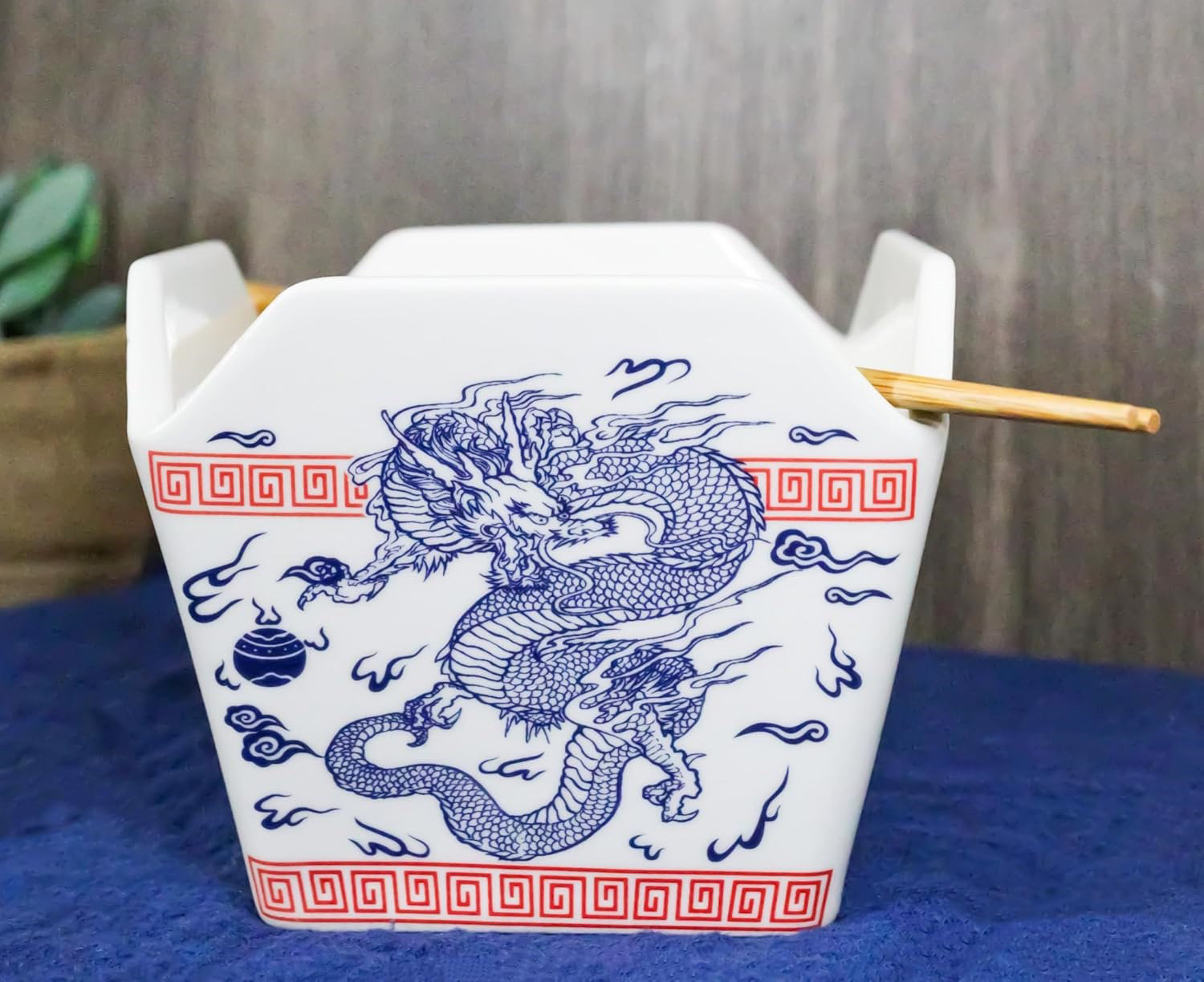 Trinx Oriental Nine Dragons King Takeout To Go Box Serving Bowl With ...