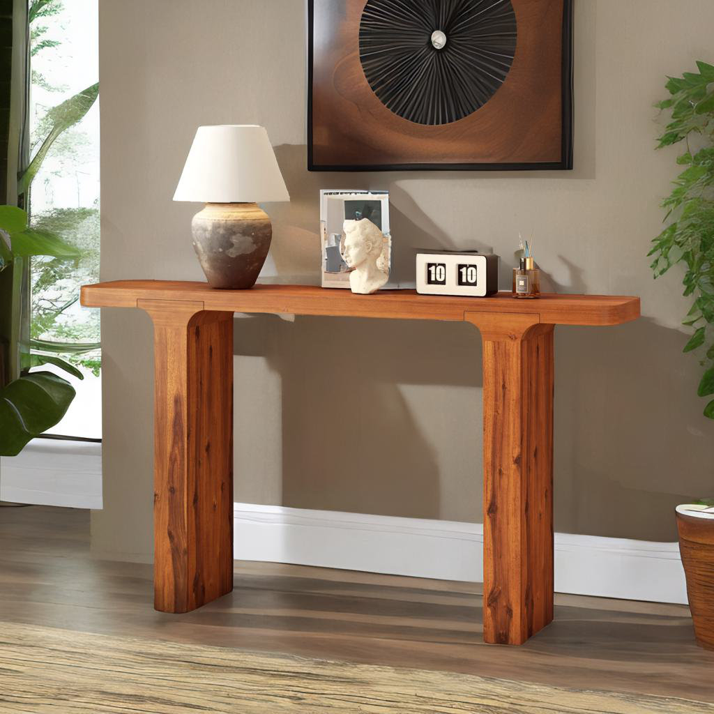Millwood Pines Oak Veneer Console Table | Wayfair