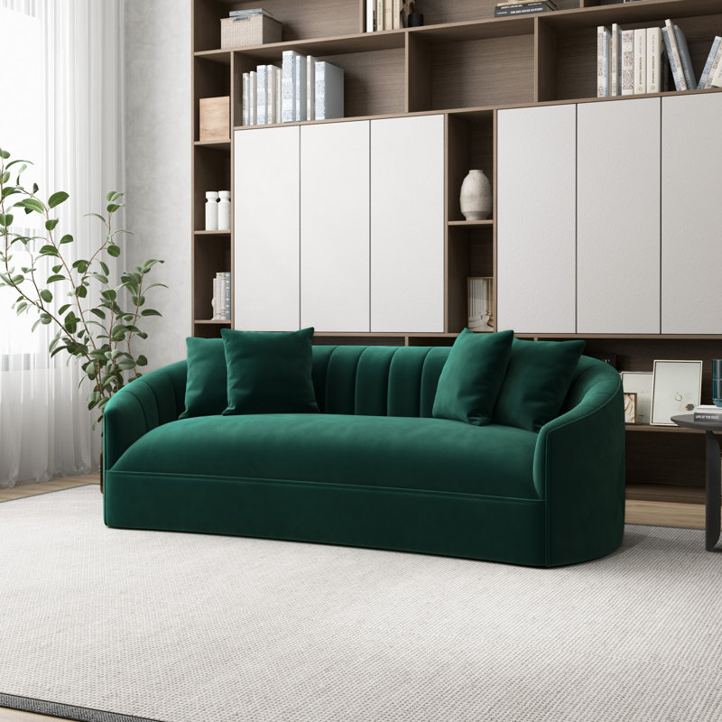 Everly Quinn 88.58" Velvet Round Arm Sofa | Wayfair