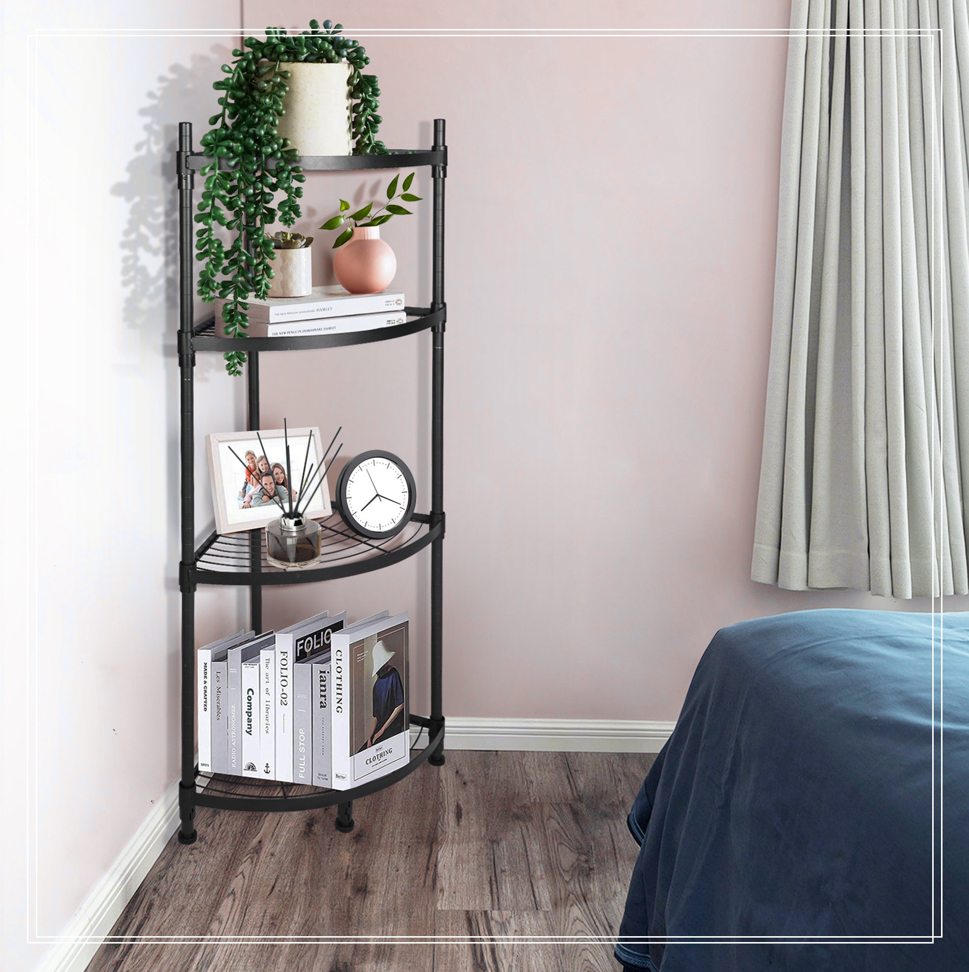 Rebrilliant 4 Tier Corner Display Rack Multipurpose Metal Shelving Unit ...