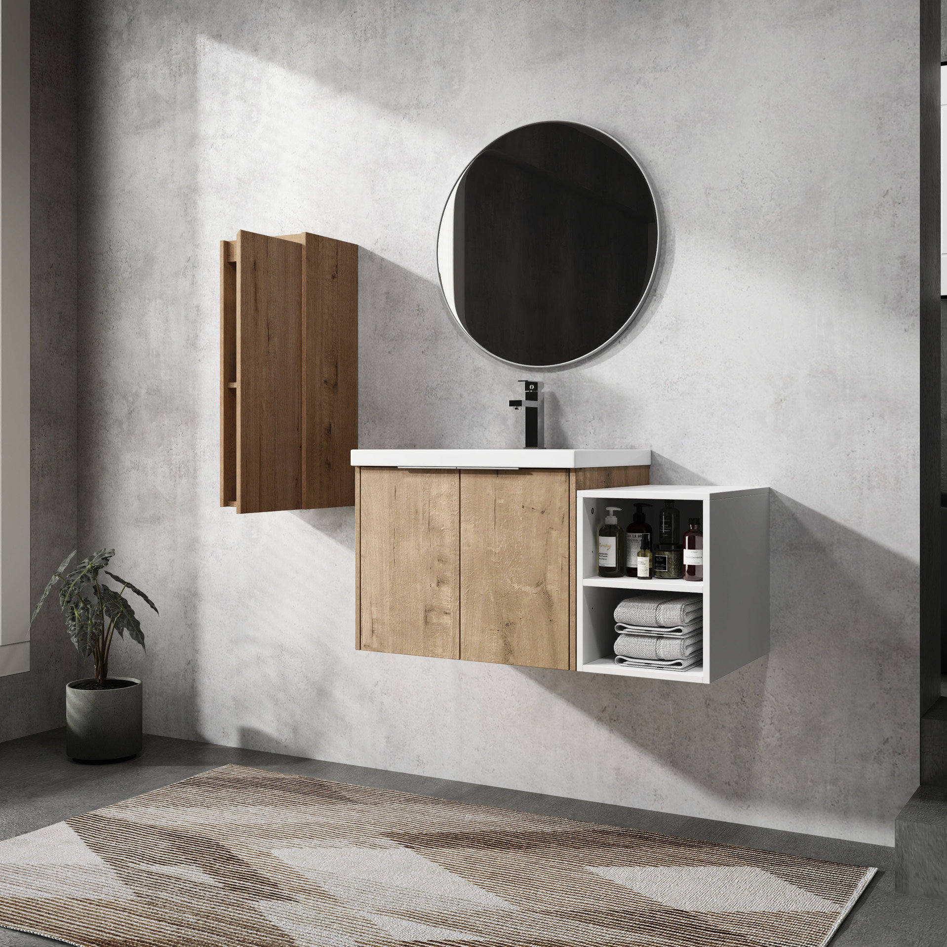 Ebern Designs 36" Bathroom Vanity With Side Storage And Resin Sink ...