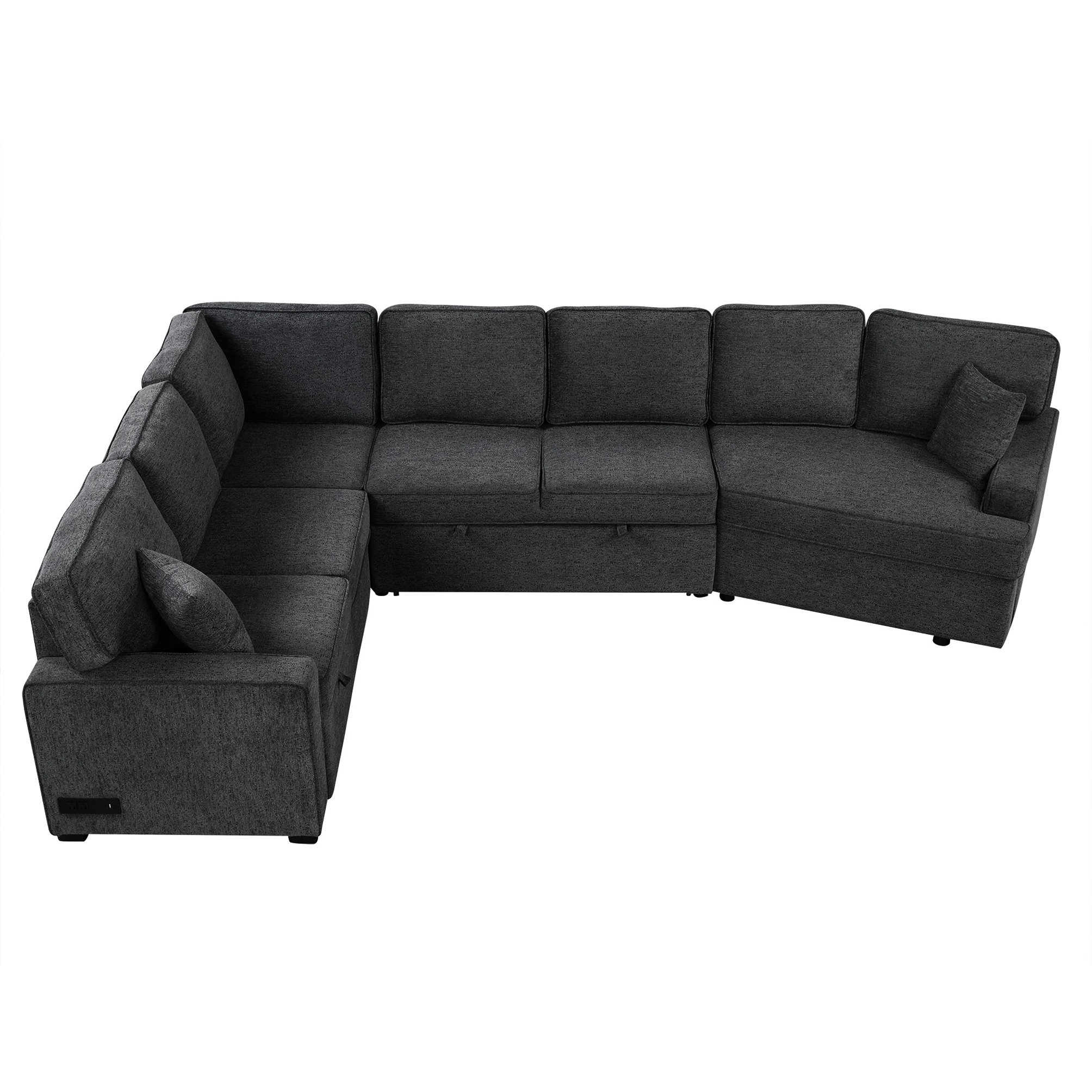 Latitude Run® 126" L-Shaped Sofa Sectional Sofa Couch Pull-Out Sofa Bed ...