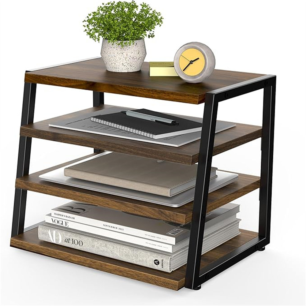 17 Stories Desk Organizer, 4 Tier File Organizer For Desk, Wood And ...