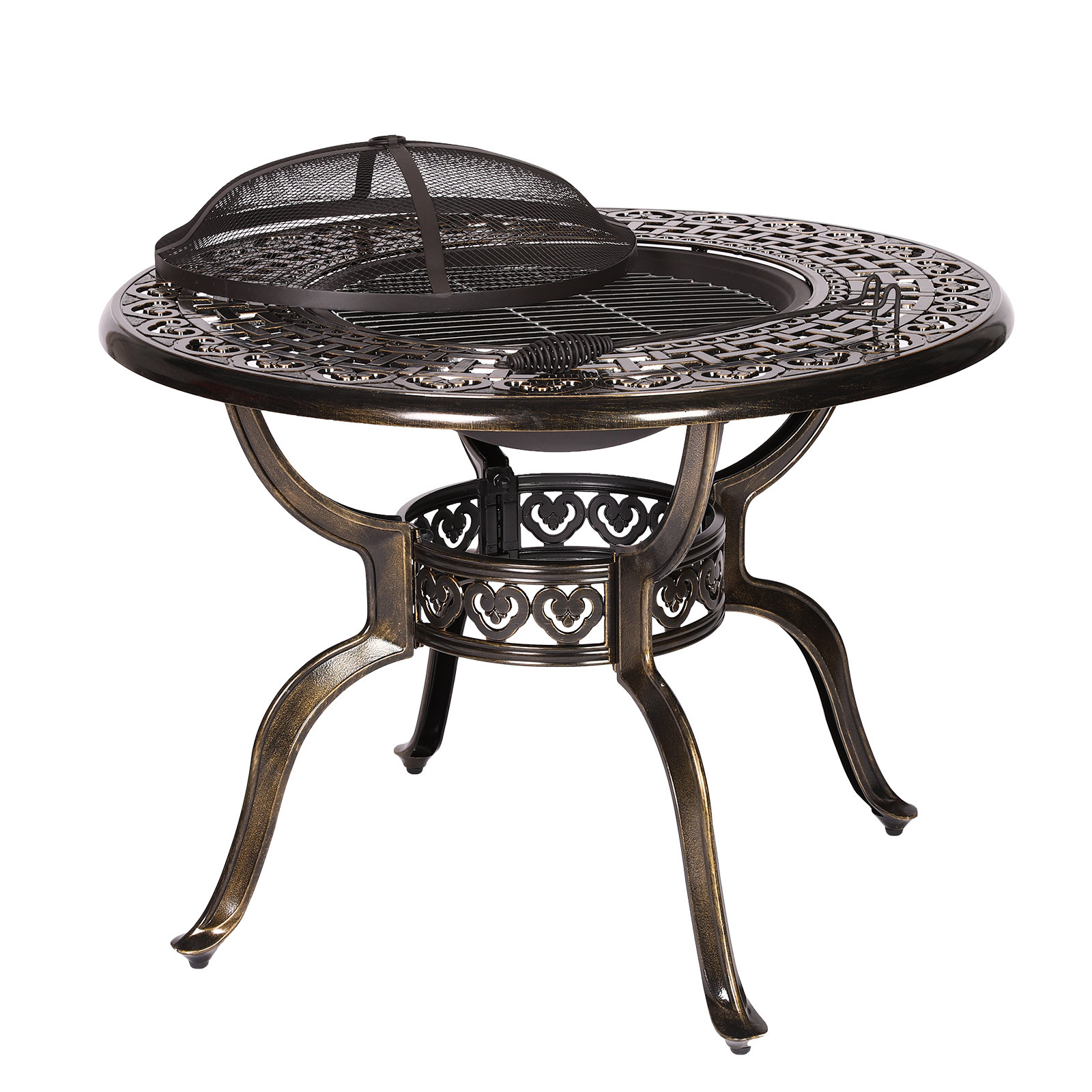 Bloomsbury Market 40.3 Patio Fire Pit Dining Table Round Charcoal and ...
