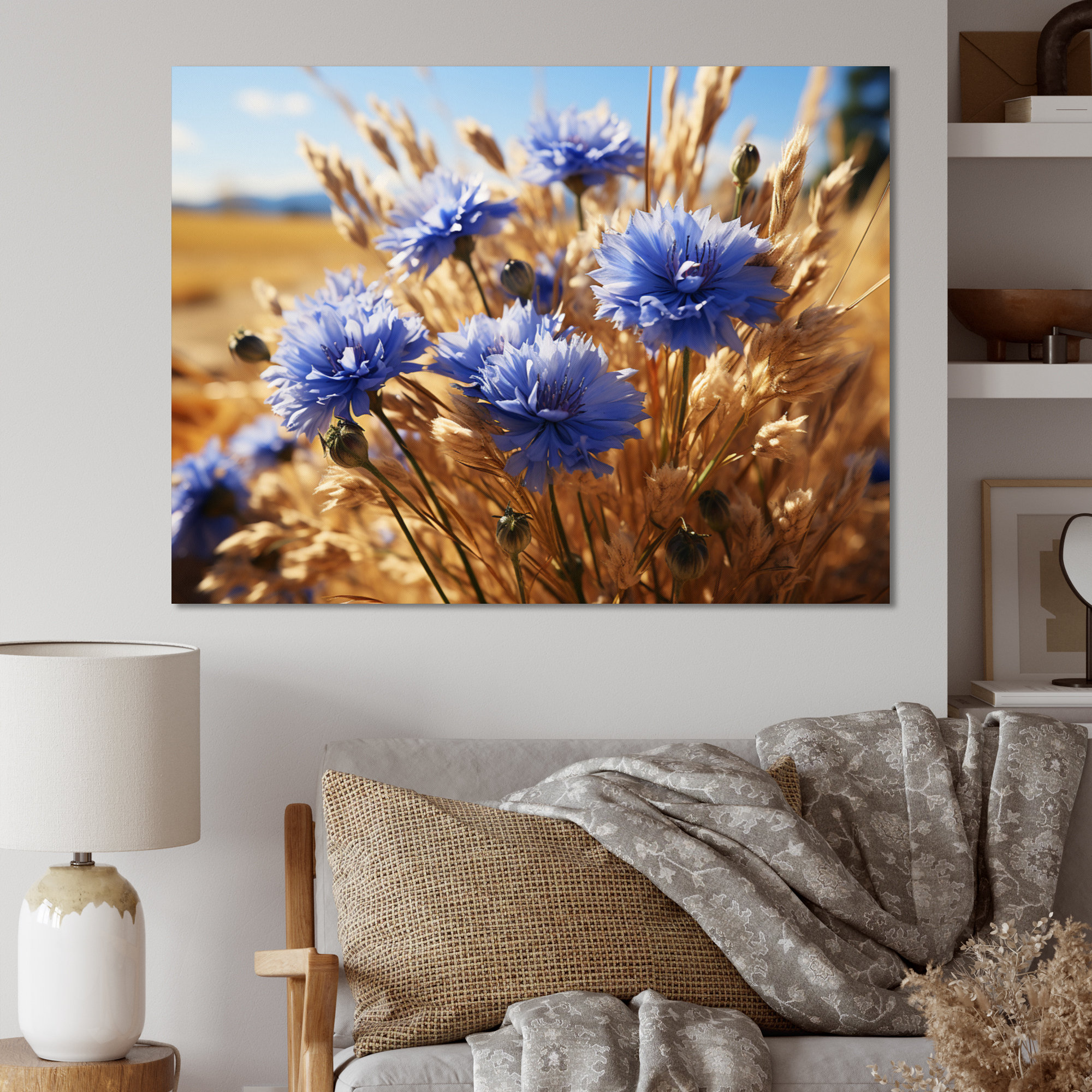 Red Barrel Studio® Cornflowers Field VII On Canvas Print | Wayfair