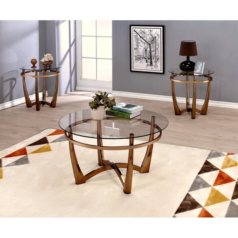 Mercer41 Clear Glass & Champagne Finish Coffee Table | Wayfair