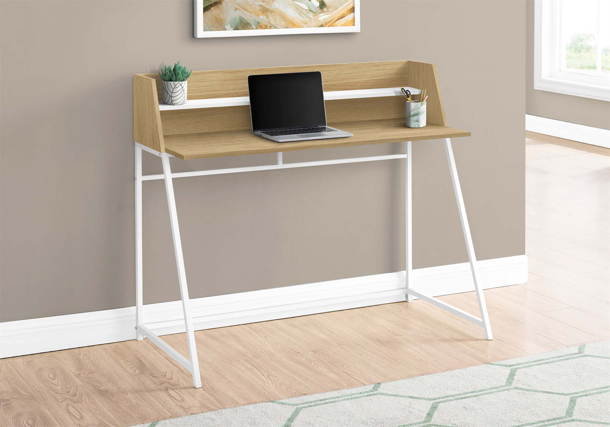 George Oliver Modern Natural Laminate Computer Desk With Storage ...