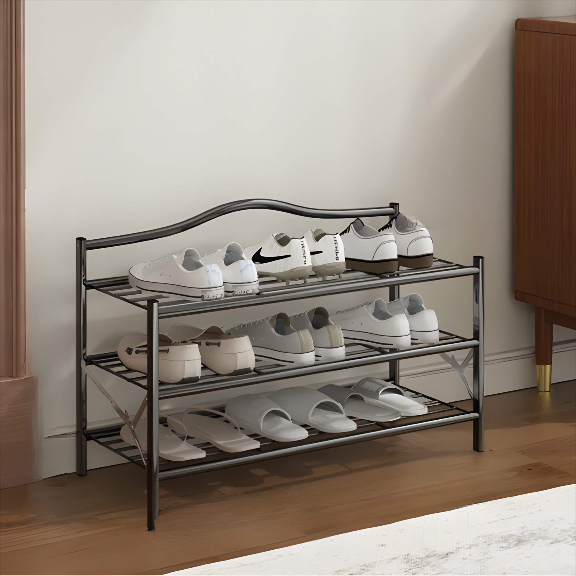 Lark Manor™ No Installation Of Multi-Layer Folding Iron Shoe Rack ...