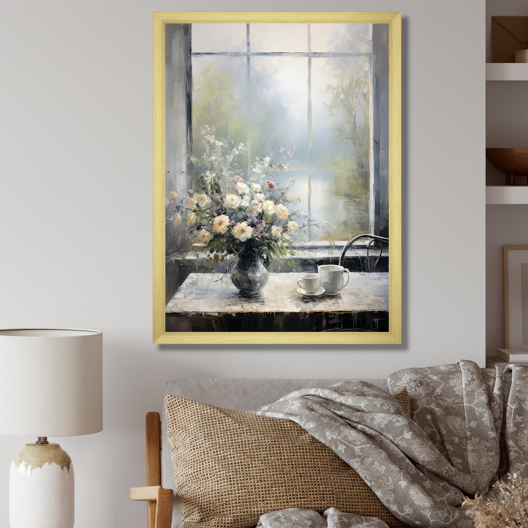 Lark Manor™ Grey Misty River Window View I - Farmhouse Windows Wall Art ...