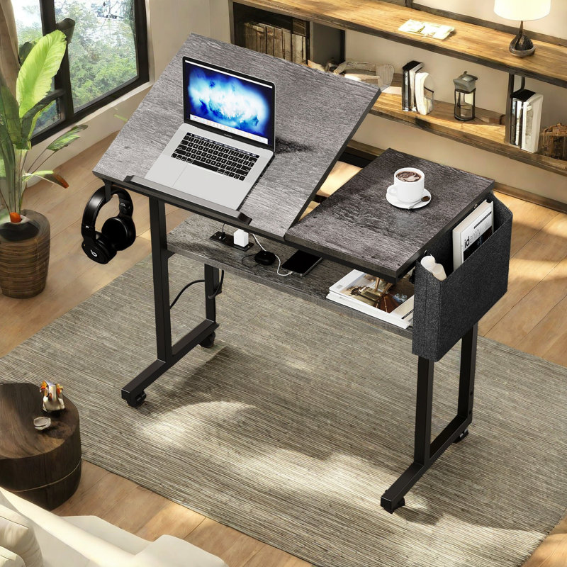 Wade Logan® Brytanie Height Adjustable Standing Computer Desk with ...