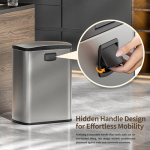 mrbin Stainless Steel Kitchen Trash Can with Lid, 13gal / 50L Step Tall ...