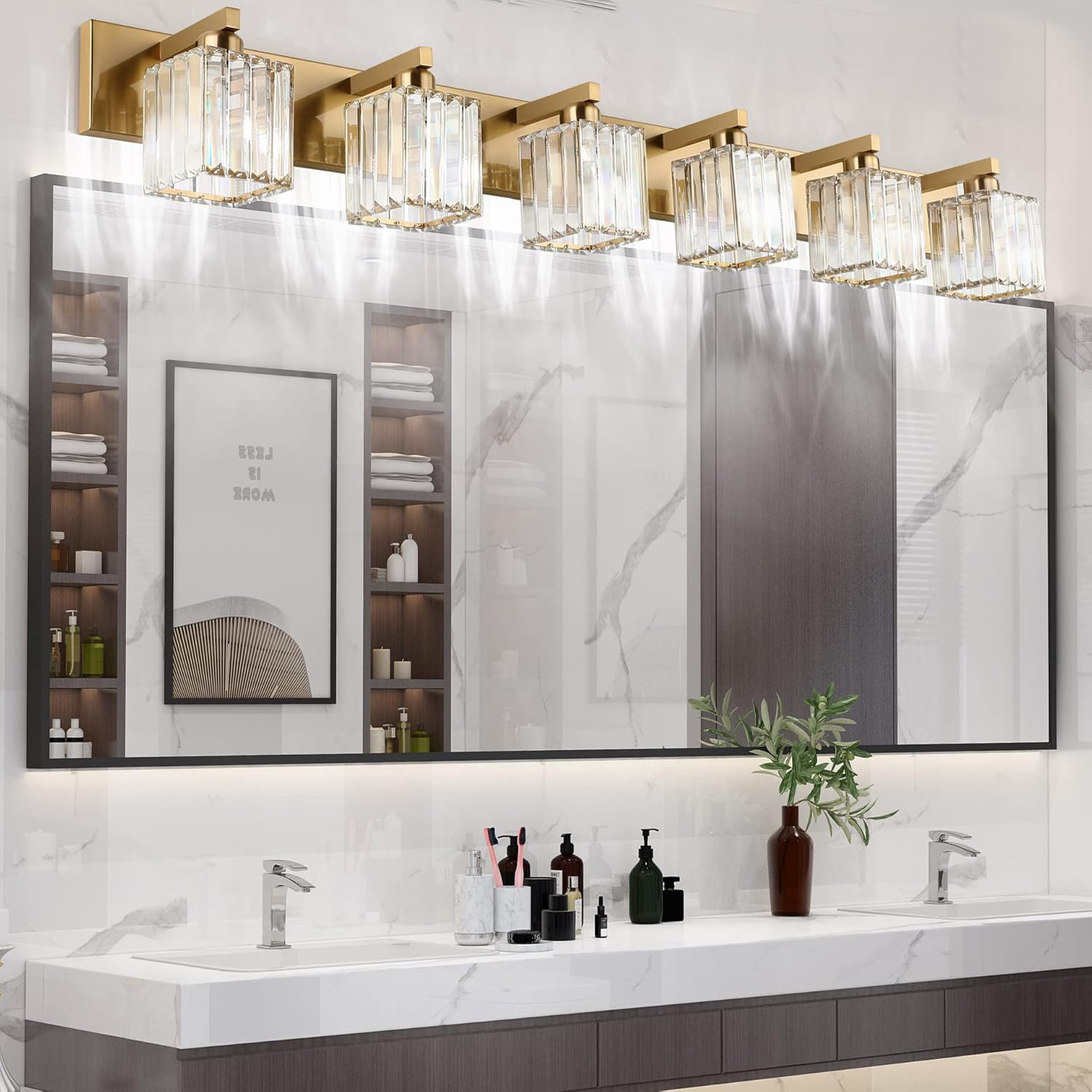 Everly Quinn 49 Inch Modern Bathroom Vanity Light Fixture, 6-Light ...