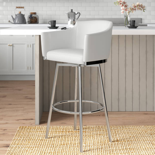 AllModern Ross Swivel Upholstered Counter Stool with Metal Frame ...