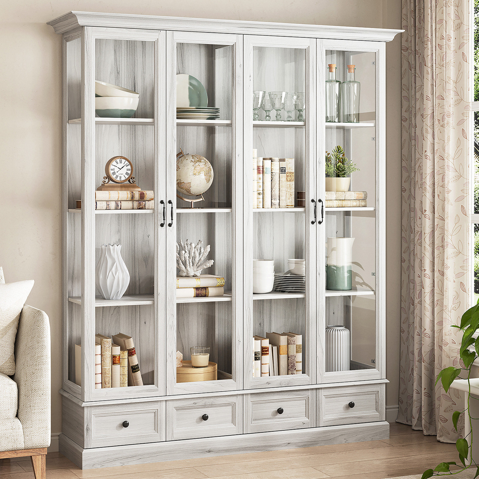 Winston Porter Display Cabinet With Glass Doors | Wayfair