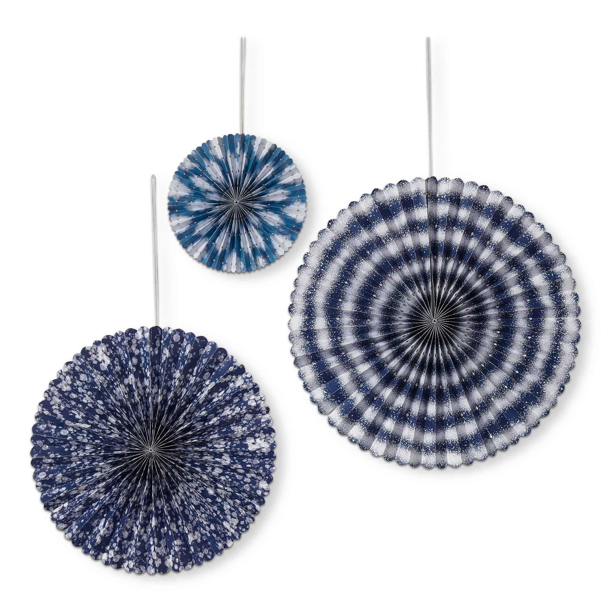 The Holiday Aisle® Festive Blue Paper Fan Decor S/3 | Wayfair