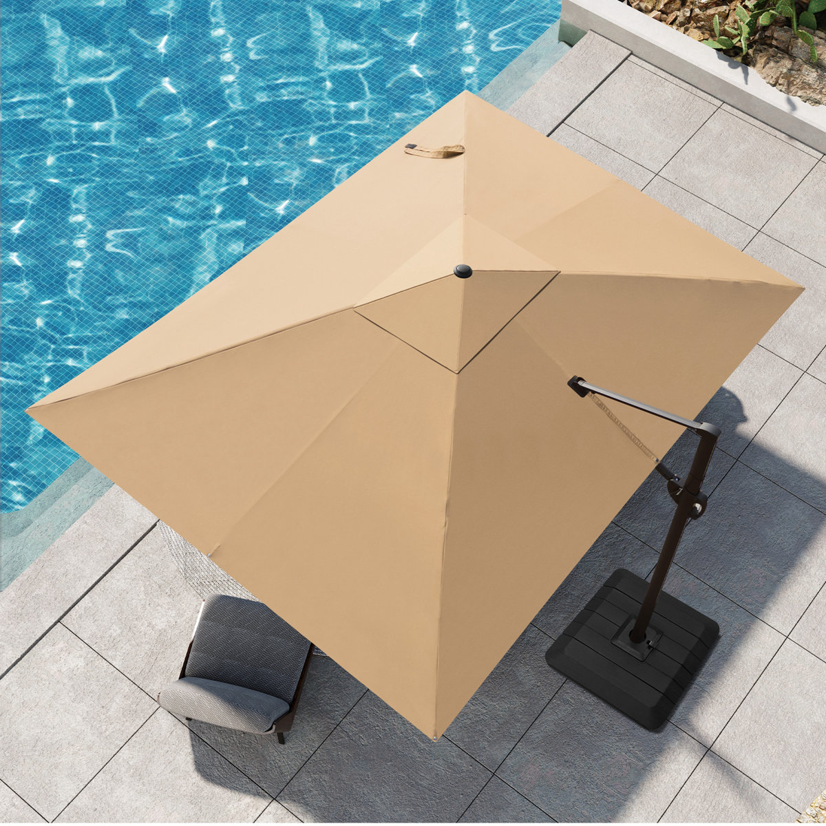 Arlmont & Co. Rectangular Cantilever Umbrella, Counter Weights Included ...