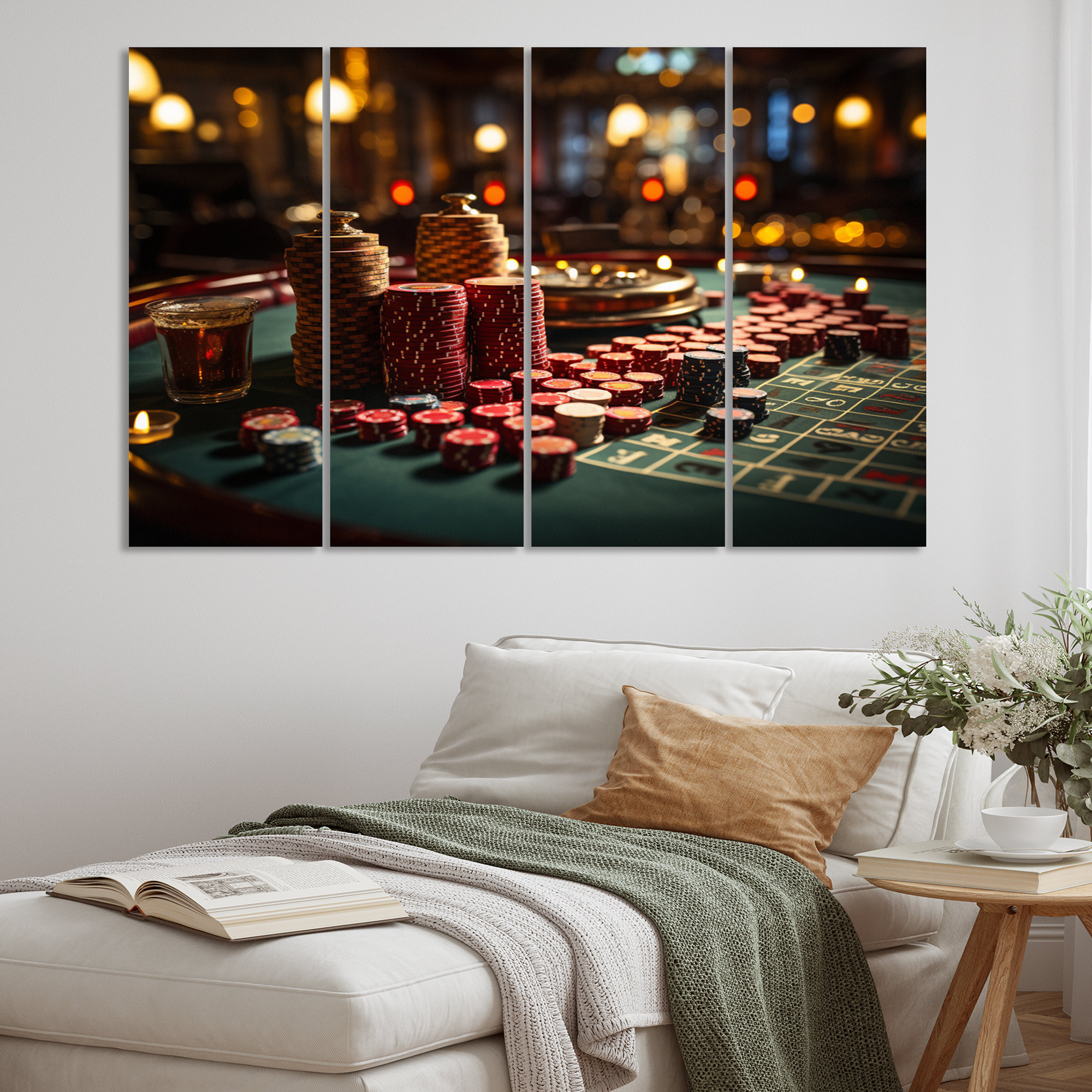 Ebern Designs Casino Royale Blackjack I On Canvas 4 Pieces Print | Wayfair