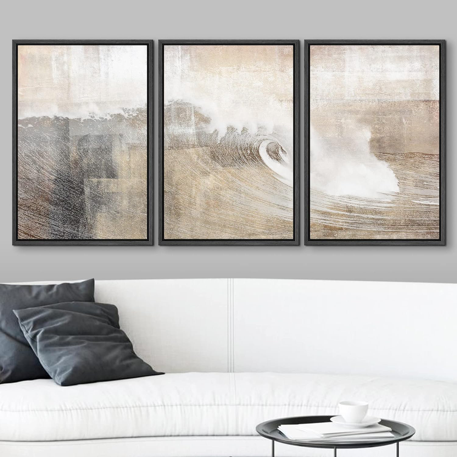 IDEA4WALL Grunge Abstract Paint Stroke Effect Gray And Tan Color Block ...