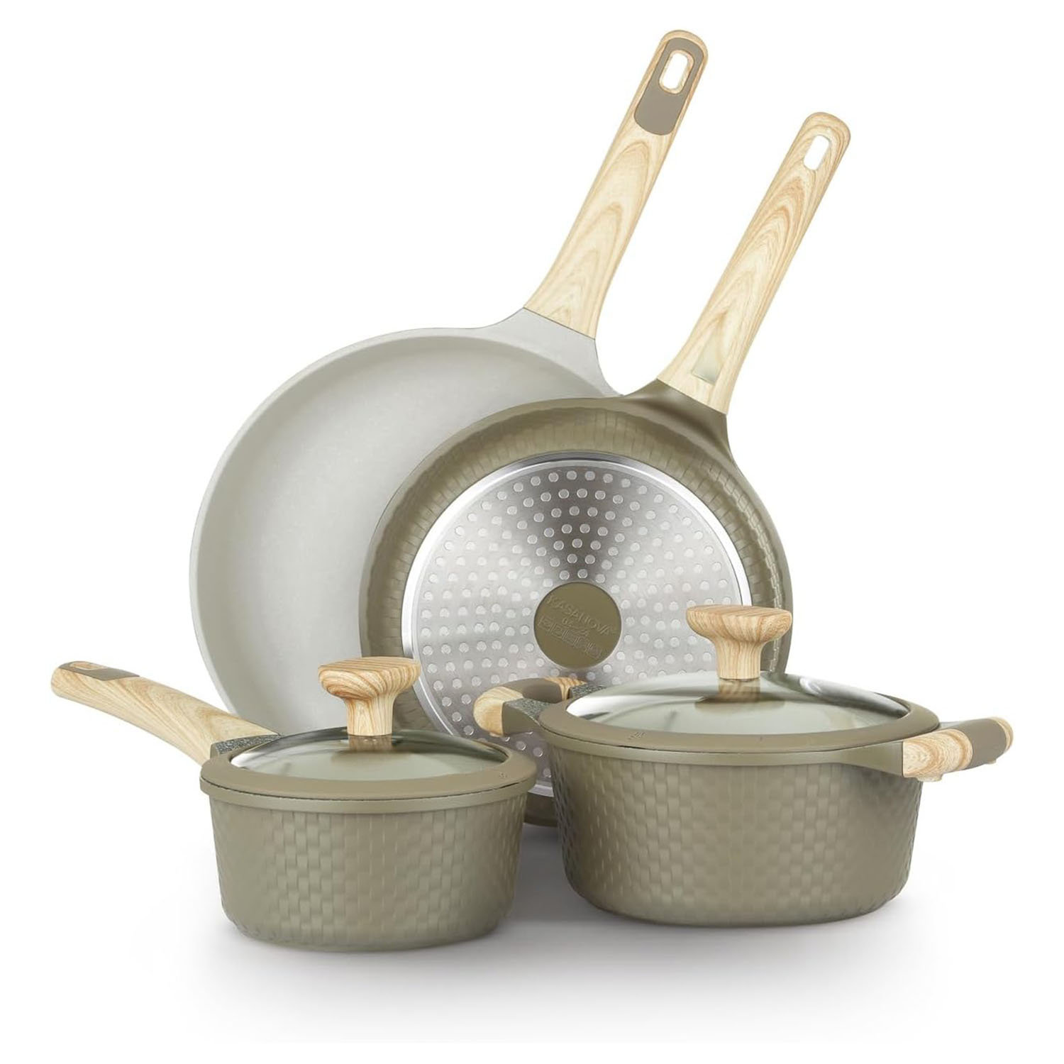 BN-LINKKL 6Pcs Cookware Set, Die-Cast Aluminum Pots And Pans, Nonstick ...