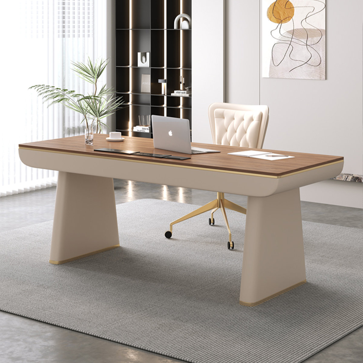 Isla Hopping Cream Style Premium Rectangular Desk | Wayfair