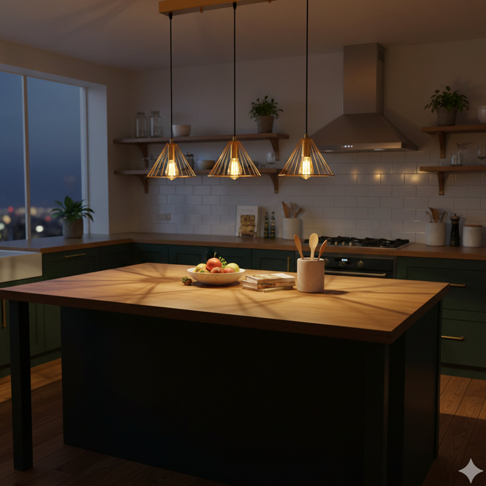 Trent Austin Design® Finnigan 3-Light Linear Wire Geometric Kitchen ...