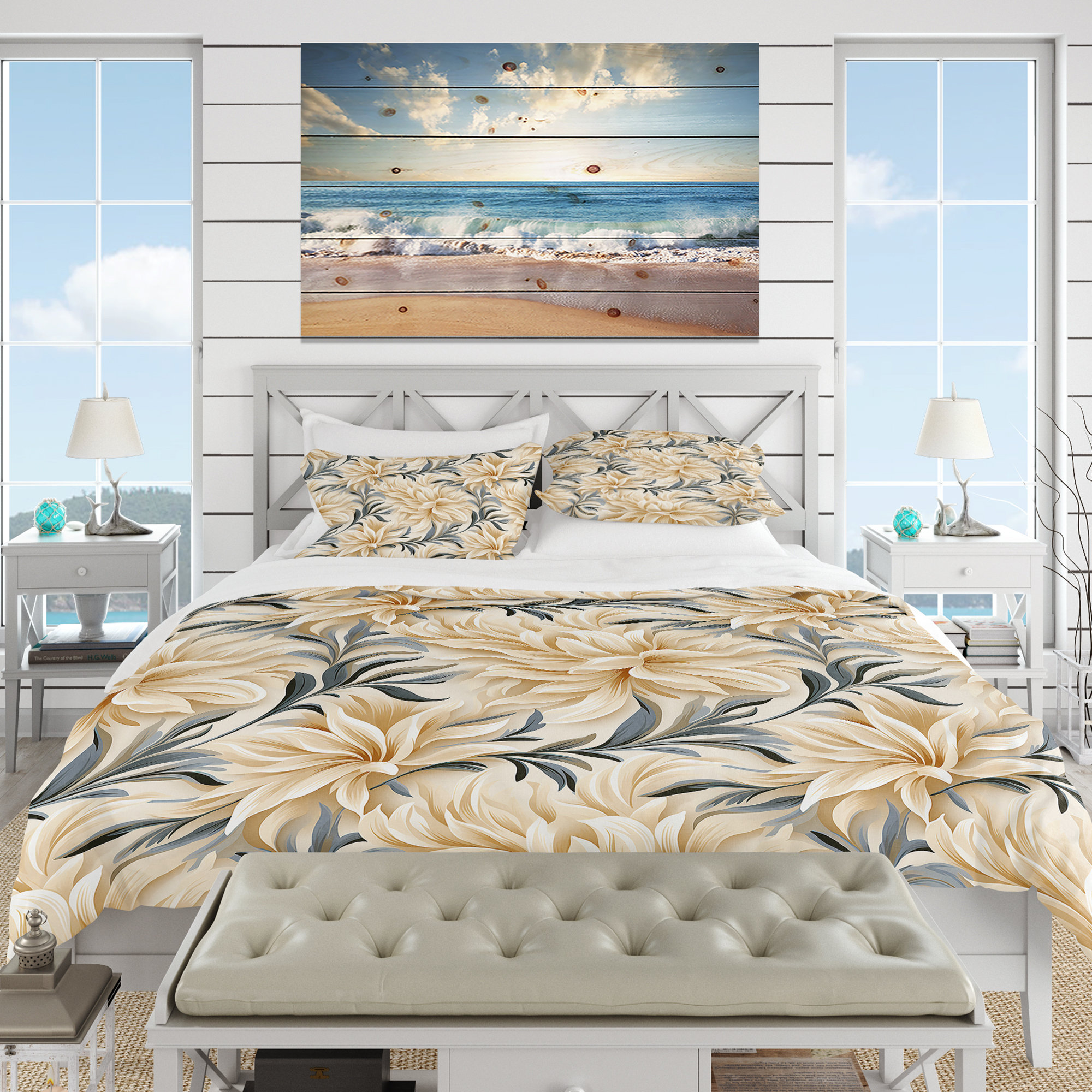 Design Art Driftwood Elegance Tropical Pattern Bedding | Wayfair