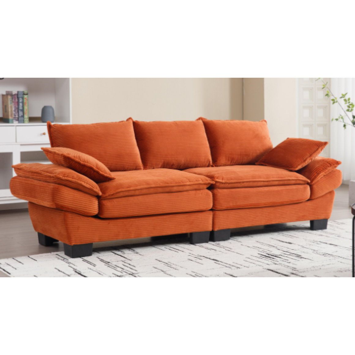George Oliver Modern Sofa Sailboat Sofa Corduroy 3-Seater Sofa With Two ...