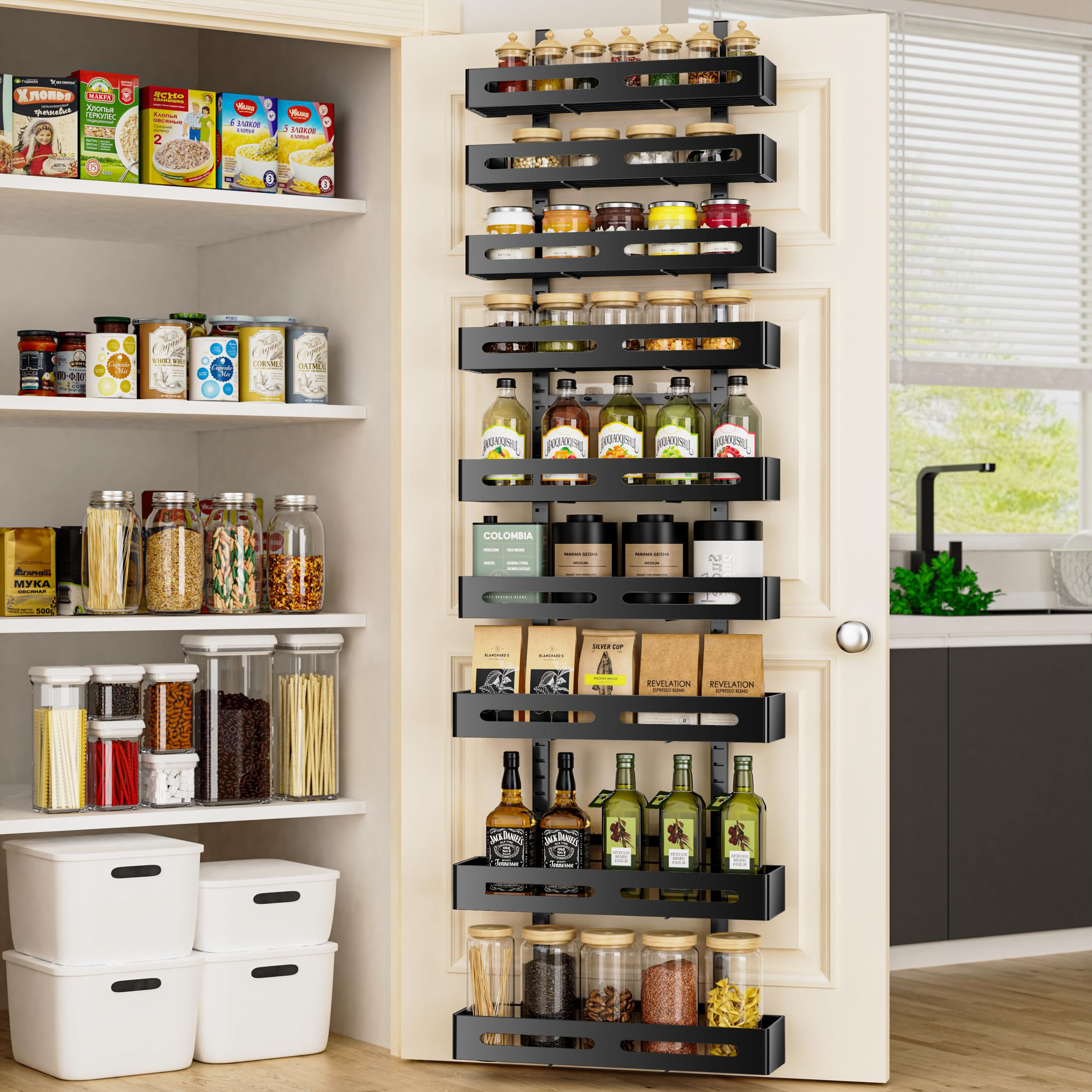 Rebrilliant 9-Tier Over The Door Pantry Organizer, Pantry Organization ...