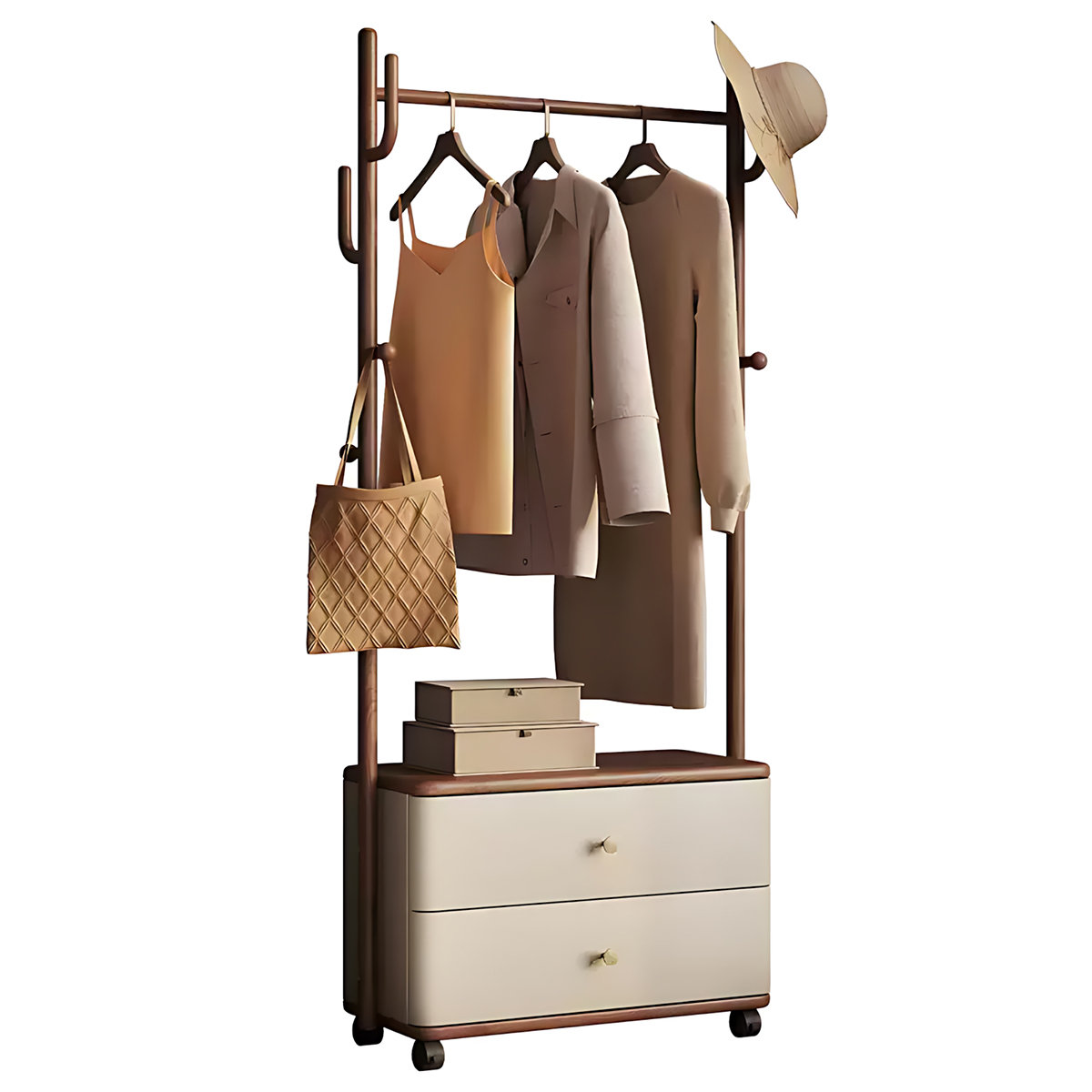 VICABY Creative white ash wood floor-standing coat rack | Wayfair