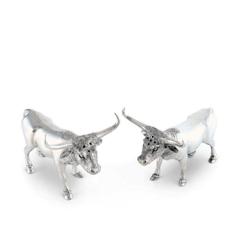 Vagabond House Western Frontier Pewter Steers Salt and Pepper Shaker ...