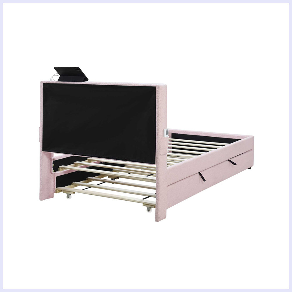 Latitude Run® Modern Twin Size Upholstered Bed Frame With Trundle Bed ...