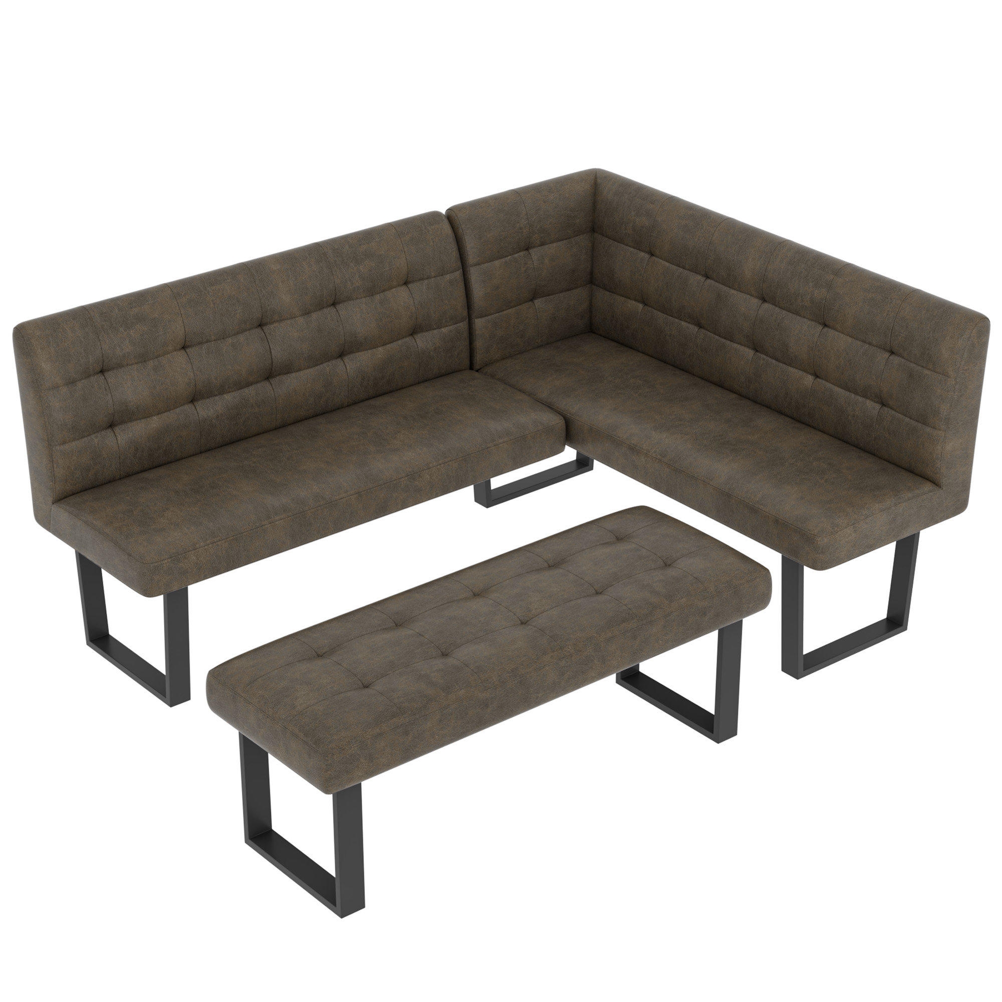 Hokku Designs 2 Piece ModernFaux Leather Corner Bench And Backless ...