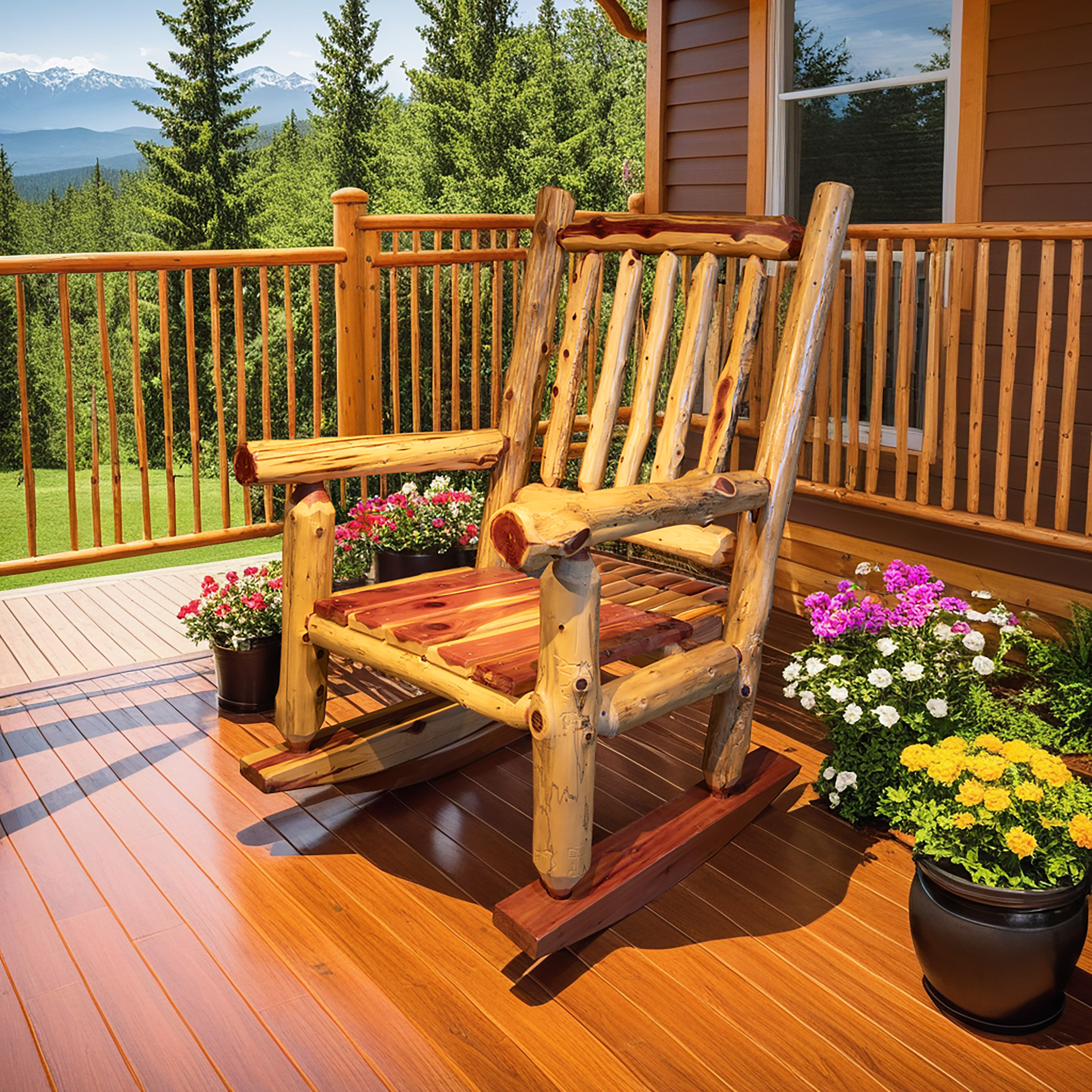 Loon Peak Ozark Mountain Cedar Log Rocker - Wayfair Canada