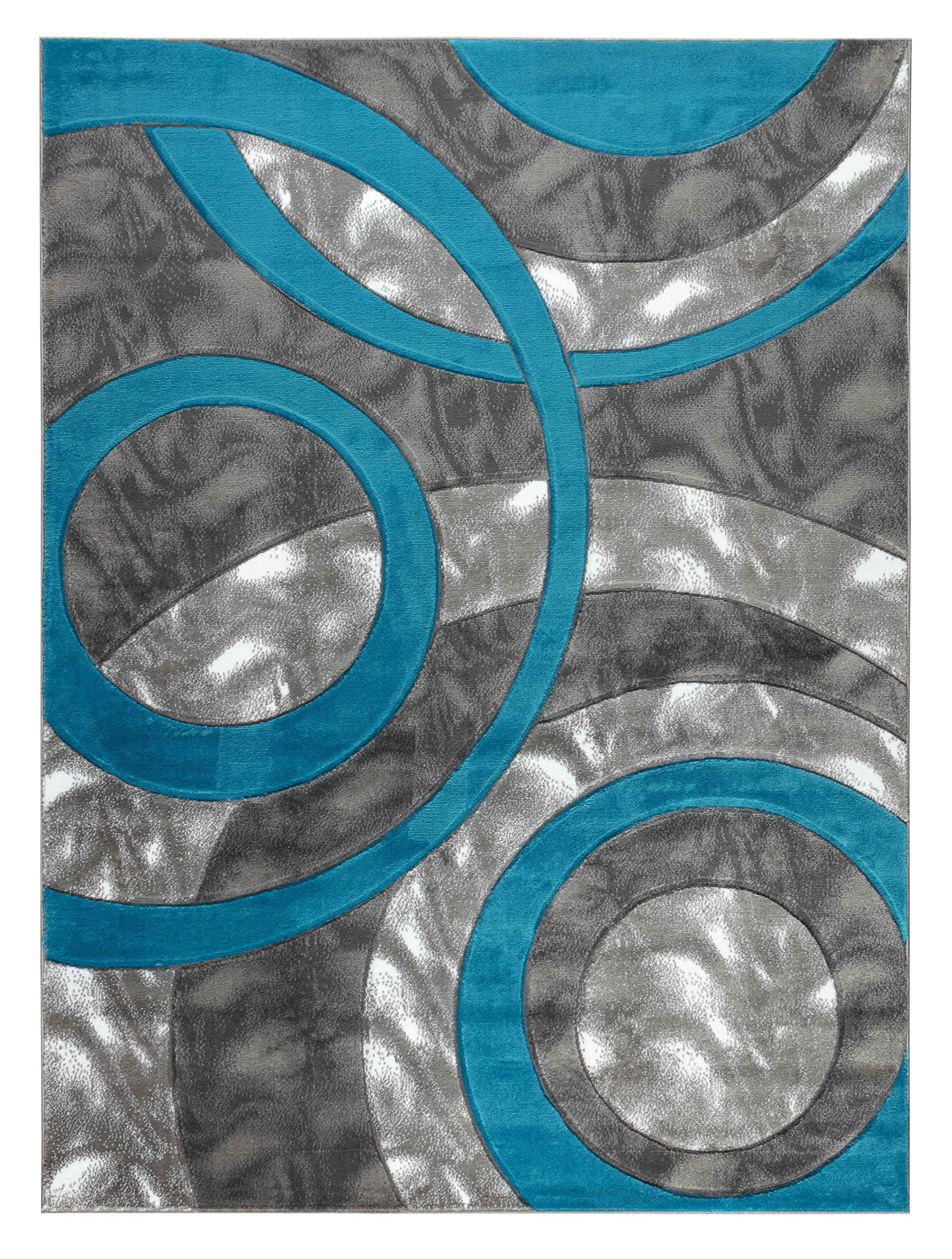 Orren Ellis GLORY RUGSModern8x10TurquoiseCircleAreaRug,SoftHand ...