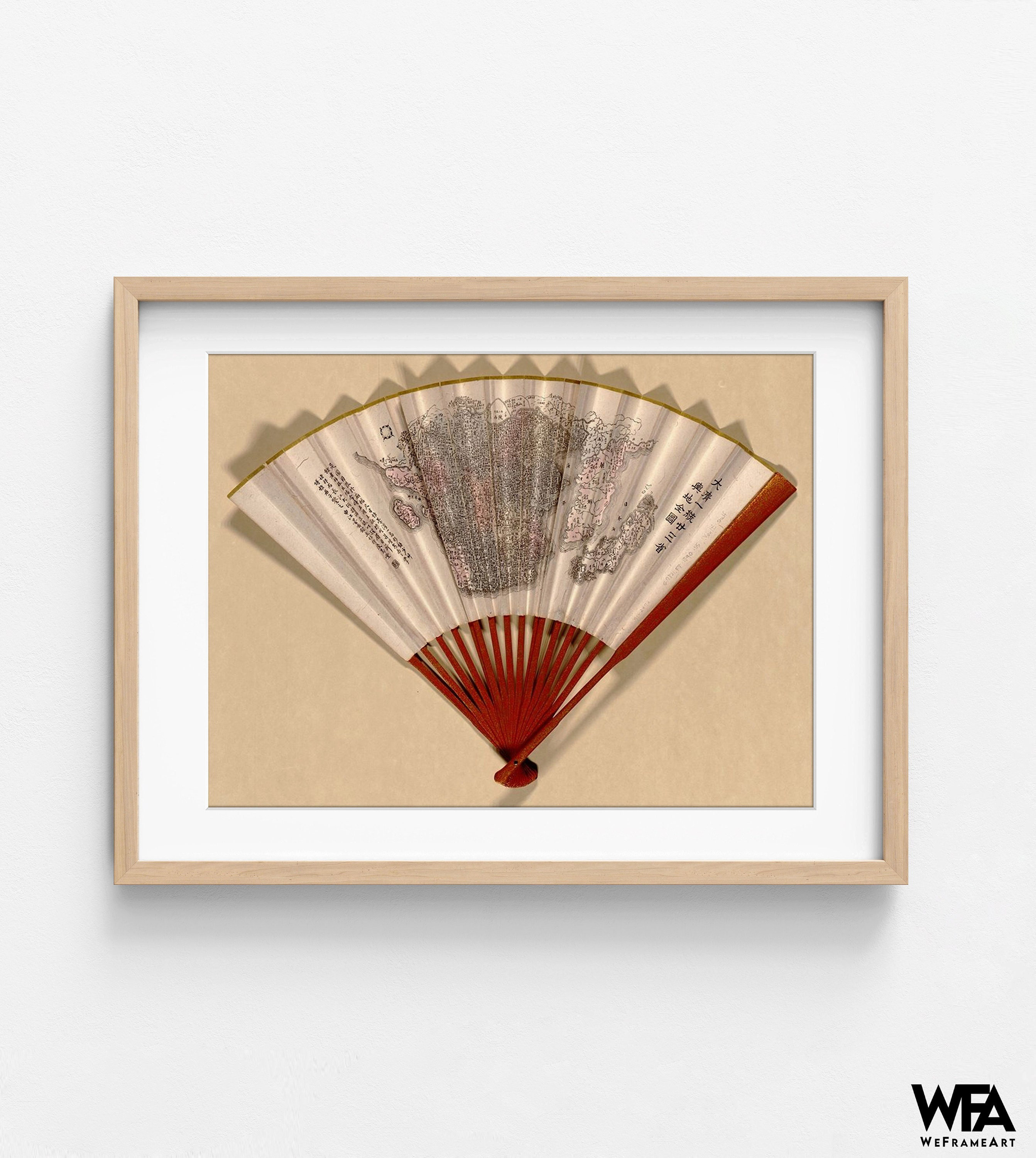 WeFrameArt Fan Map Of Japan-China And Korea, Large Asian Fan Poster ...