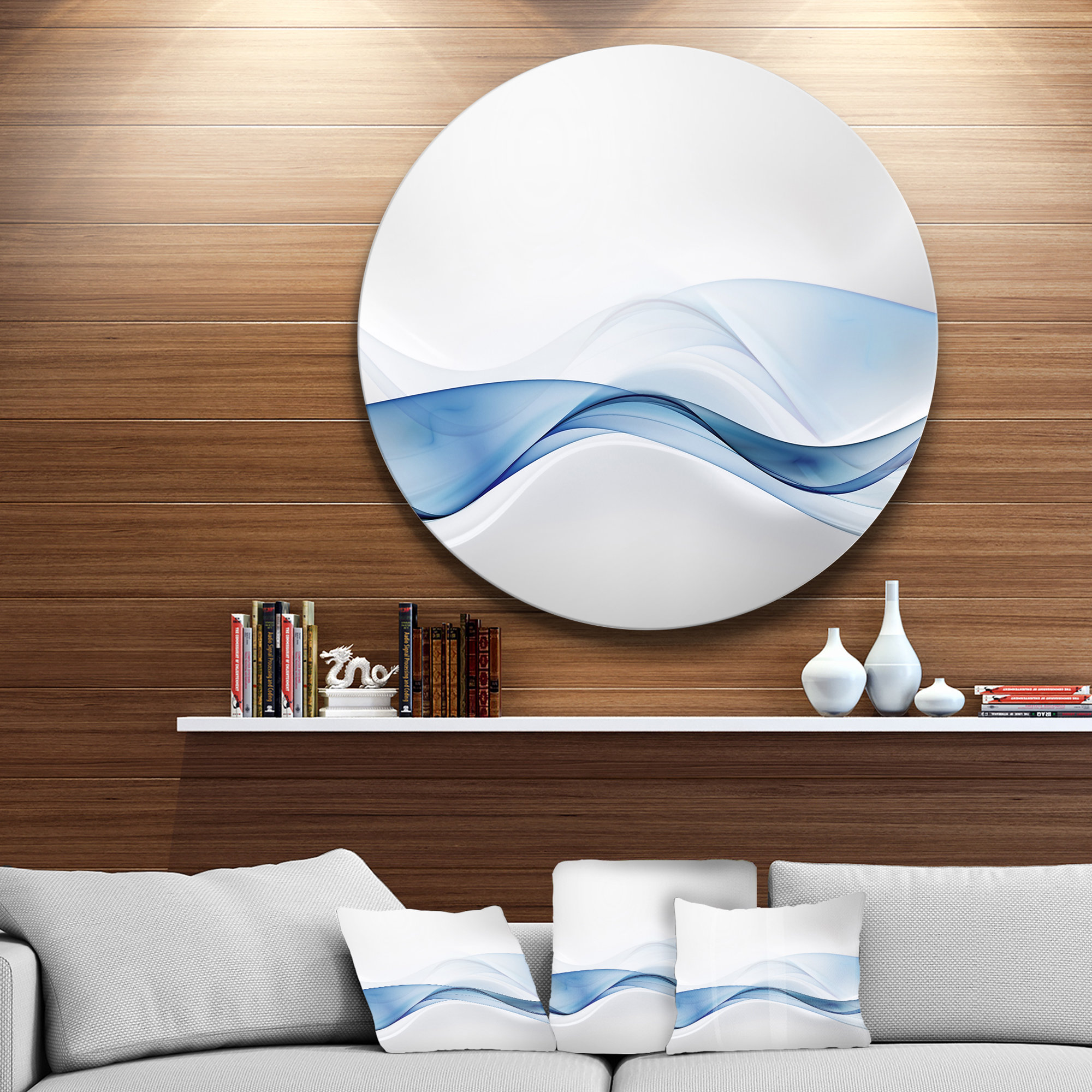 Design Art 3D Wave of Water Splash Abstract Round Print on Metal | Wayfair