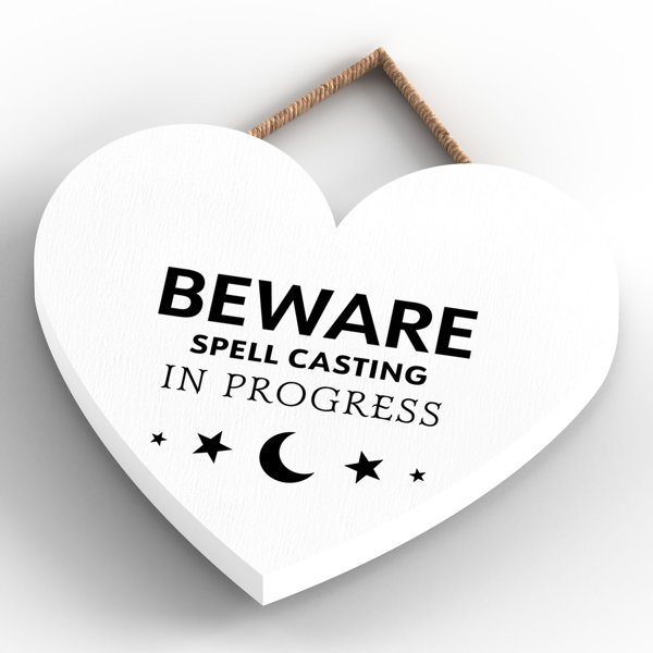 The Seasonal Aisle Witch Beware Spell Casting Wooden Heart Plaque ...