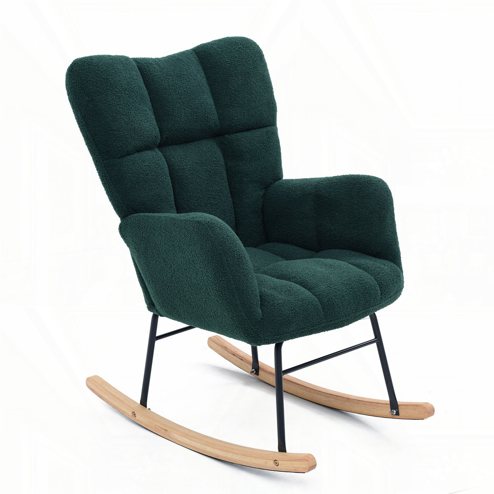 Corrigan Studio® Rocking Chair Teddy Upholstered Glider Rocker | Wayfair