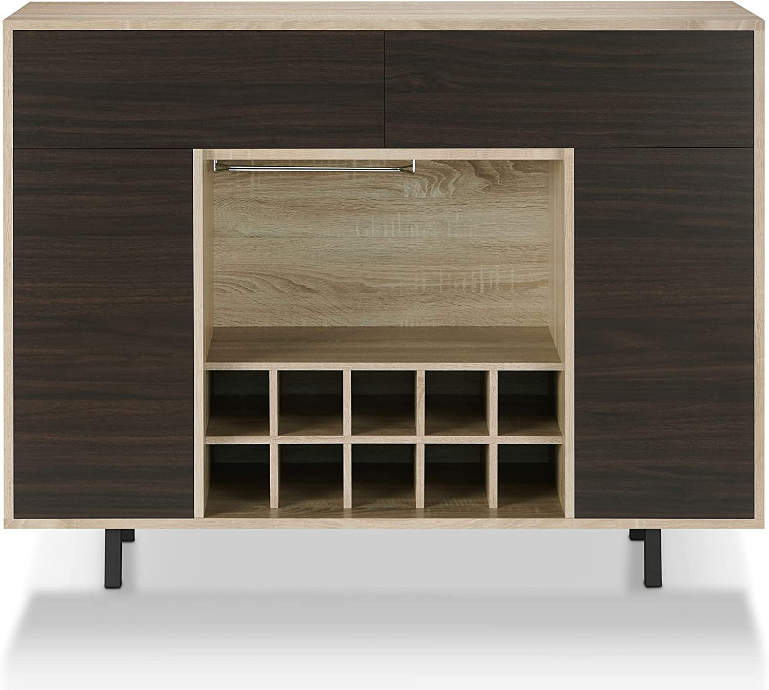 Ebern Designs Contemporary Modern 10-Bottle Buffet Server, Natural Oak ...