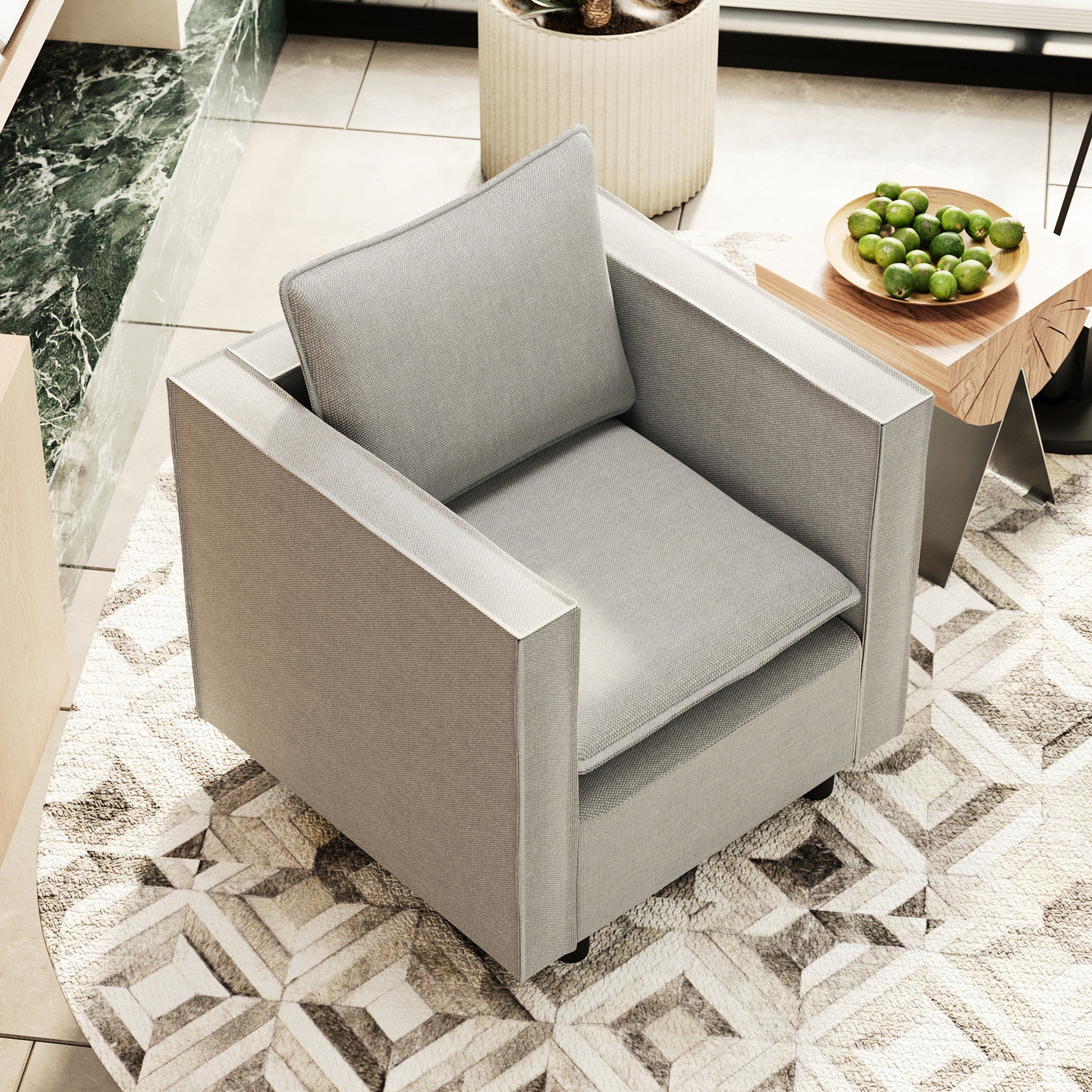 Ebern Designs Versatile Grey Single Chair With Swivel Base For ...