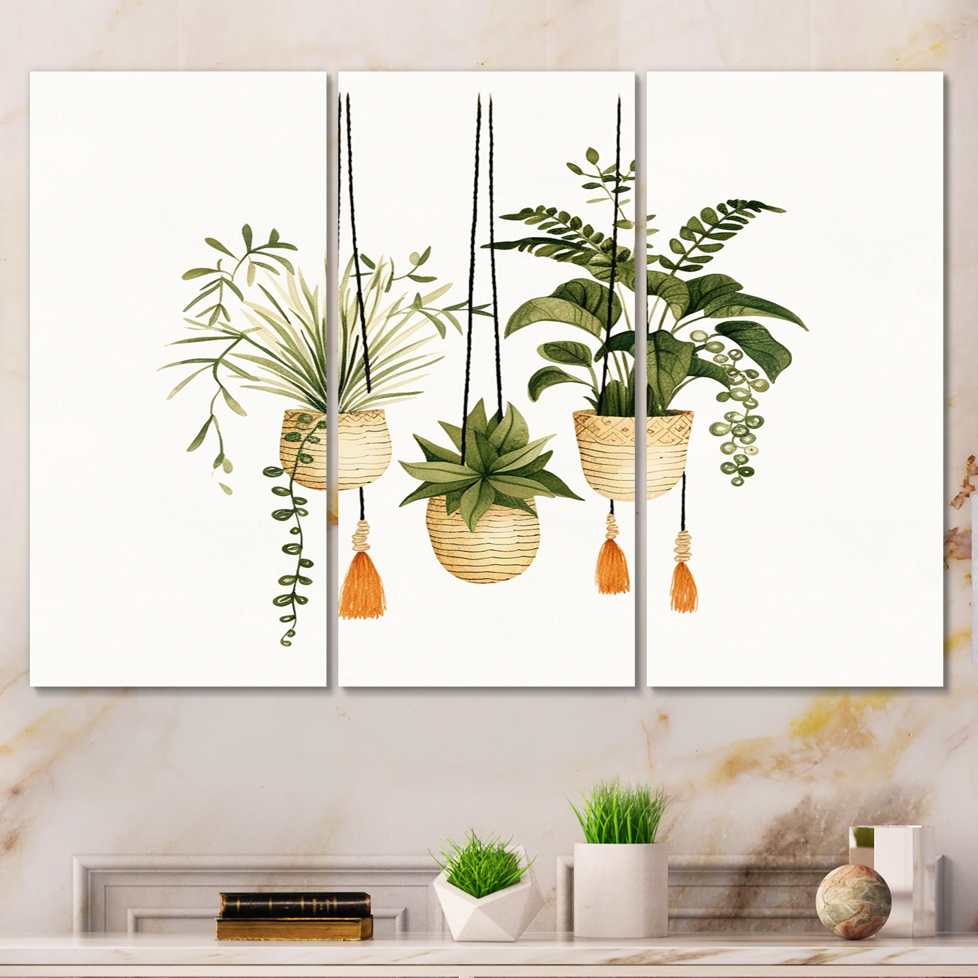 Design Art Hanging Decorative Botanical Boho Plants X - Plants Wall Art ...