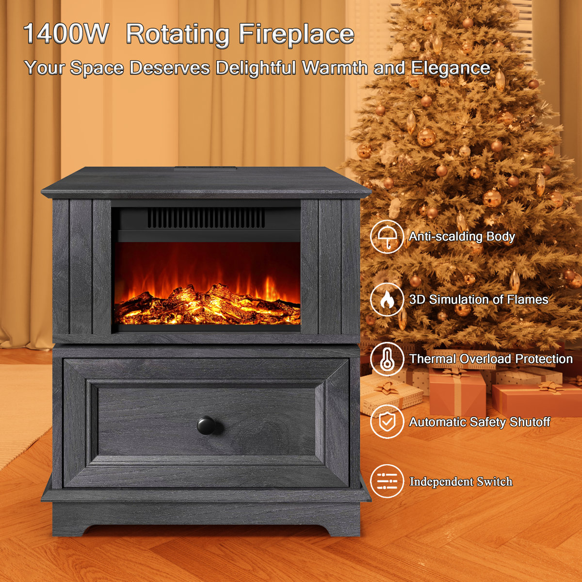 Millwood Pines Bilbe 23''Tall Freestanding Electric Fireplace Heater ...
