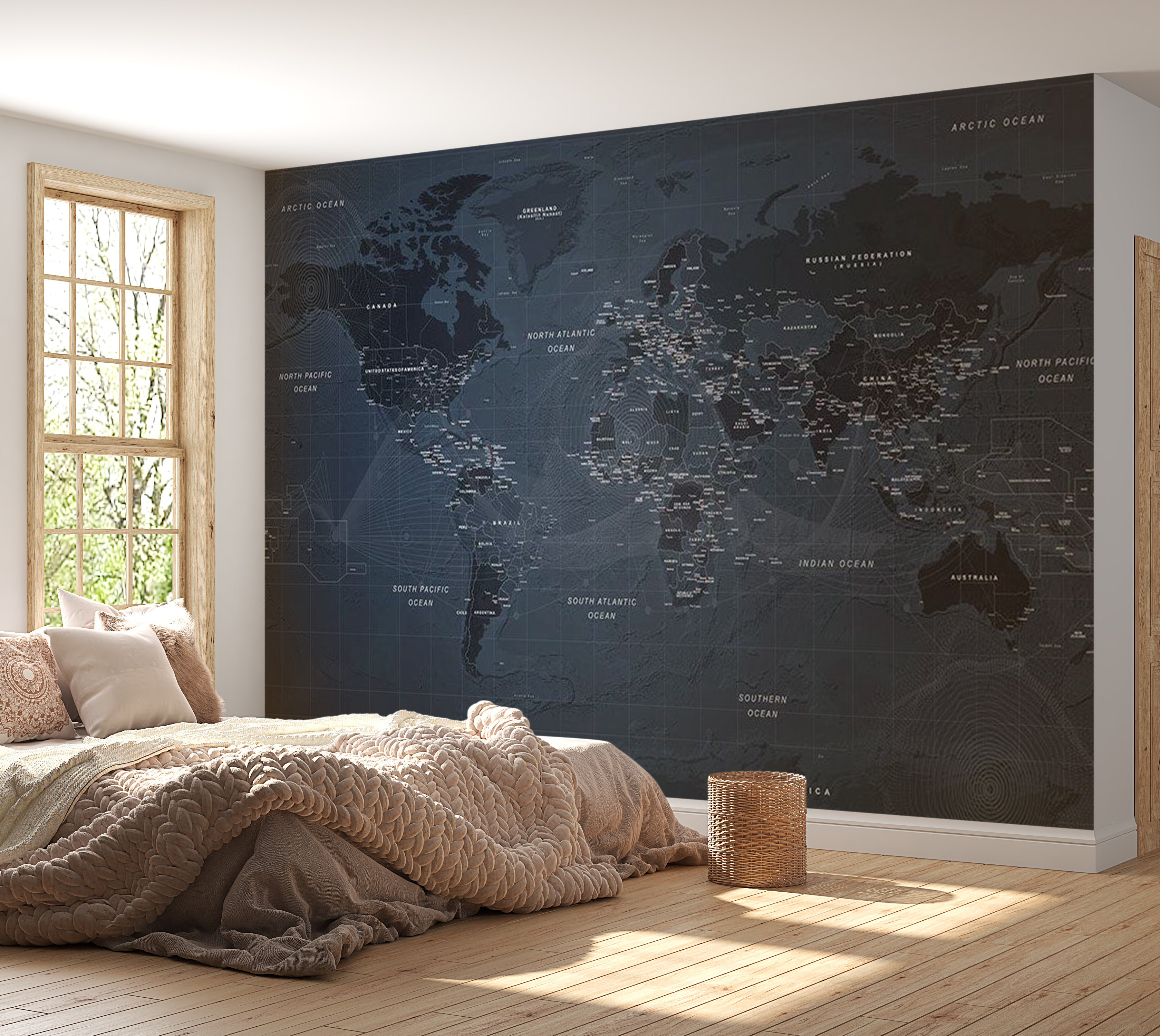 Longshore Tides Map Wallpaper Wall Mural - Contemporary Loft World Map ...